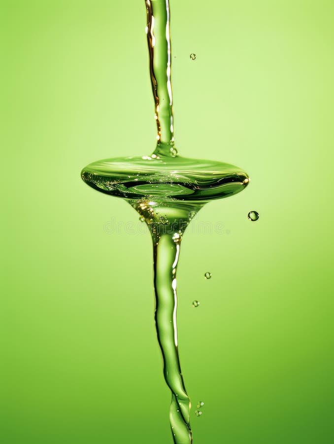 Crystal Clear Water Drip Splash on Green Background AI Stock ...