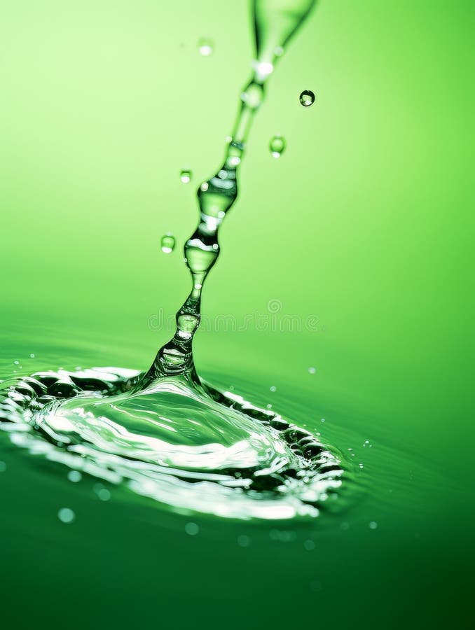 Crystal Clear Water Drip Splash on Green Background AI Stock ...