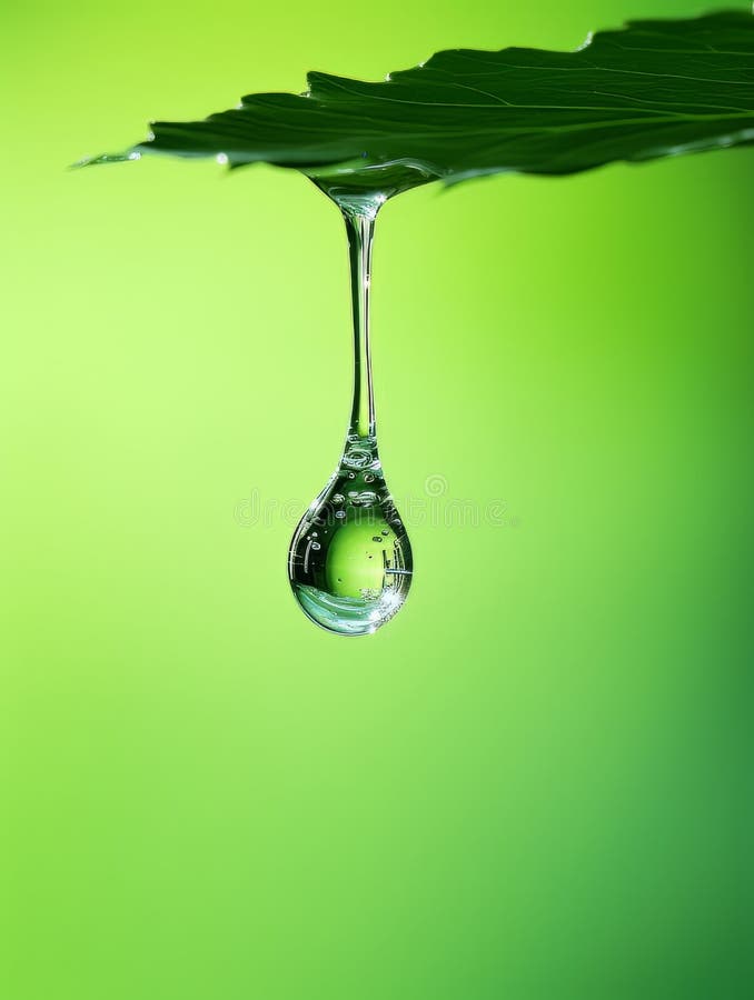 Crystal Clear Water Drip Splash on Green Background AI Stock Photo ...