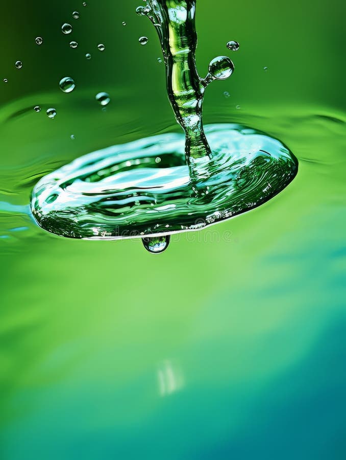 Crystal Clear Water Drip Splash on Green Background AI Stock Image ...