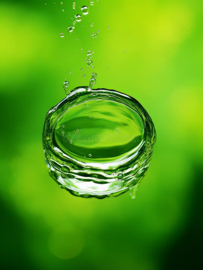 Crystal Clear Water Drip Splash on Green Background AI Stock Photo ...