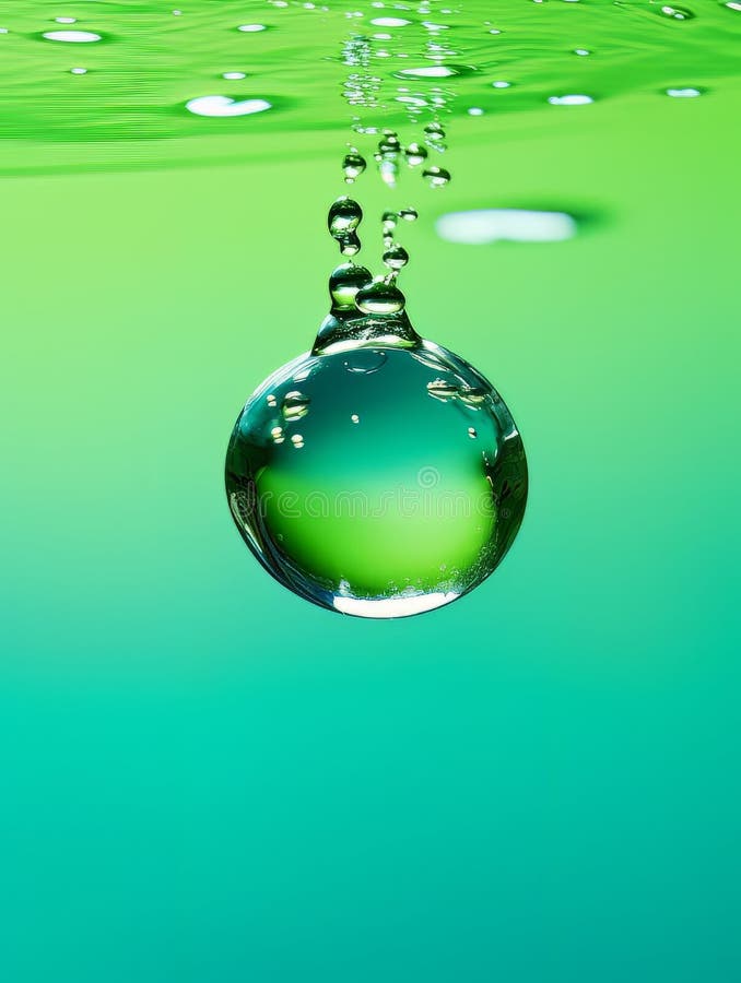 Crystal Clear Water Drip Splash on Green Background AI Stock Image ...
