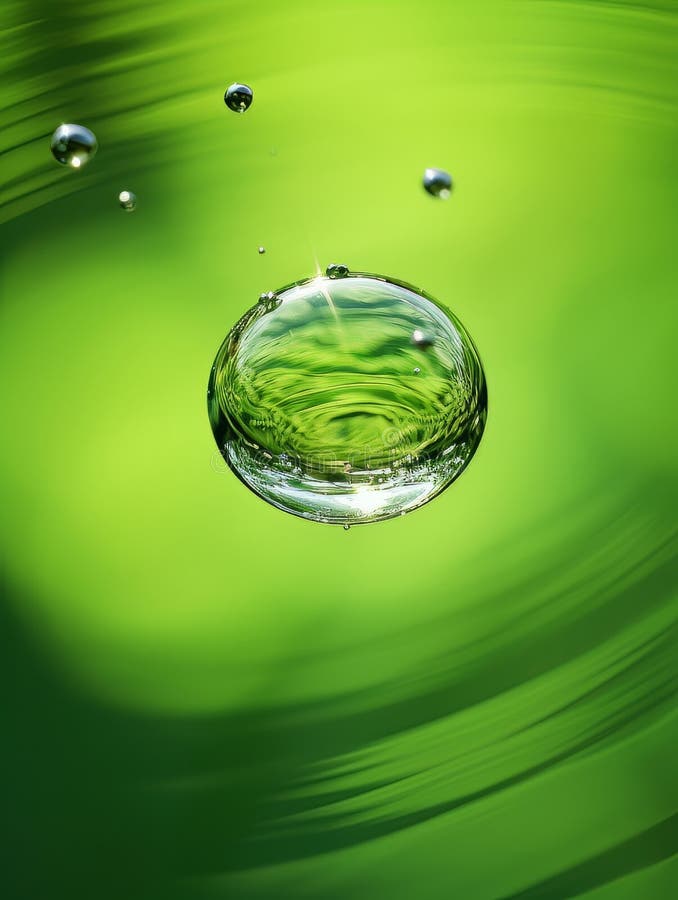 Crystal Clear Water Drip Splash on Green Background AI Stock Photo ...