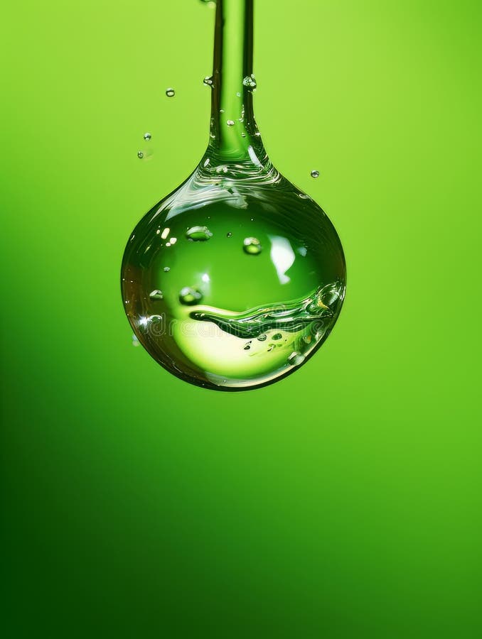 Crystal Clear Water Drip Splash on Green Background AI Stock Photo ...