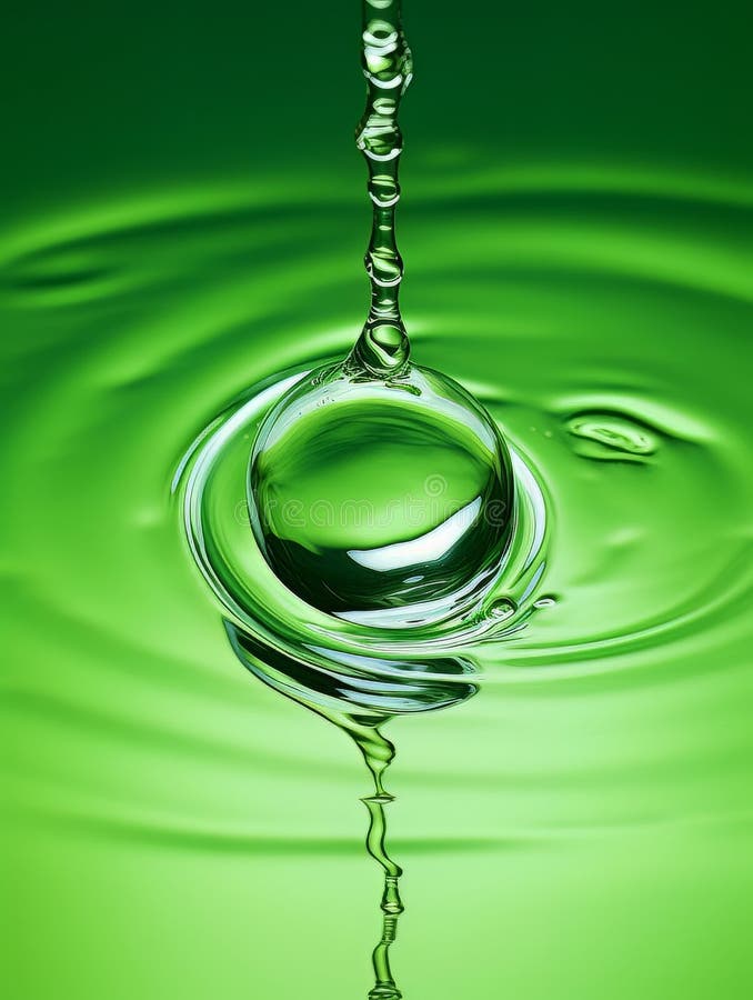 Crystal Clear Water Drip Splash on Green Background AI Stock Photo ...