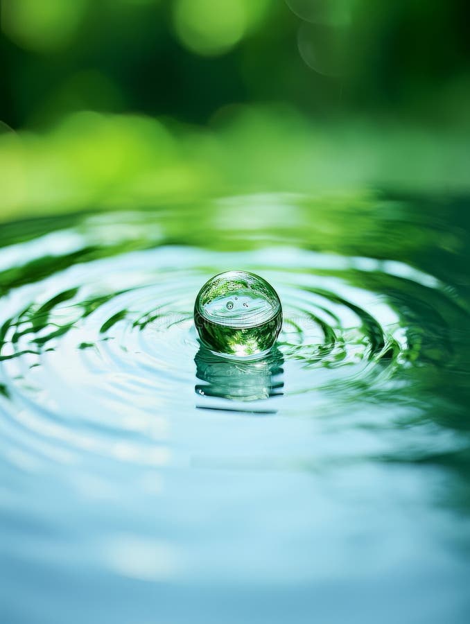 Crystal Clear Water Drip Splash on Green Background AI Stock Photo ...