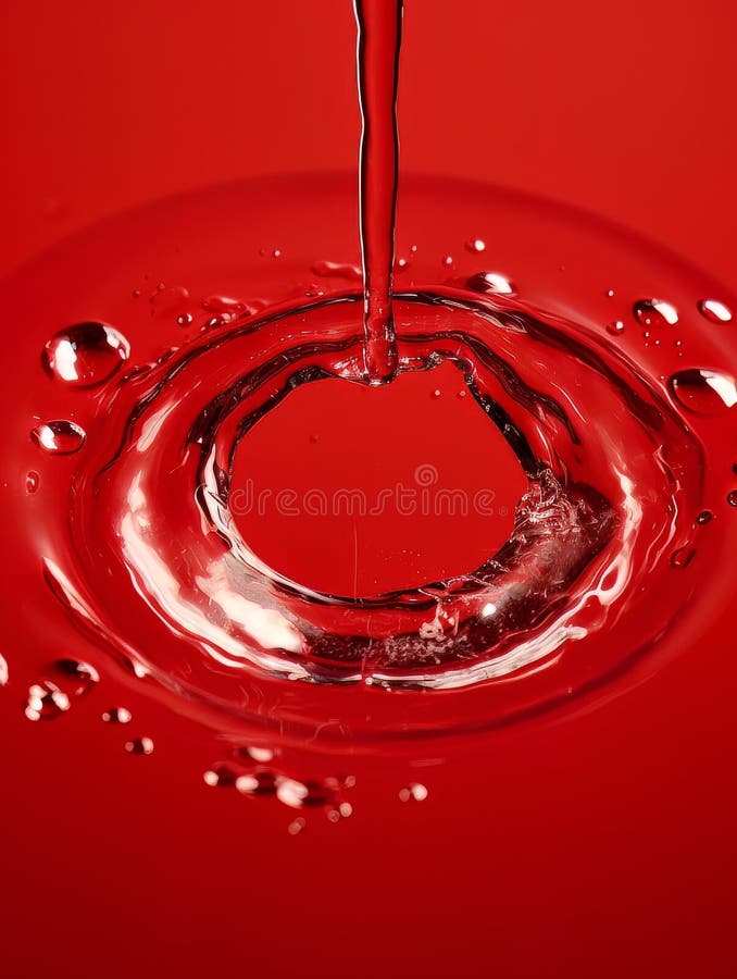 Crystal Clear Water Drip Splash on Red Background AI Stock Illustration ...