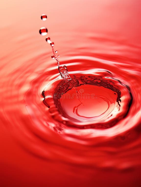 Crystal Clear Water Drip Splash on Red Background AI Stock Illustration ...