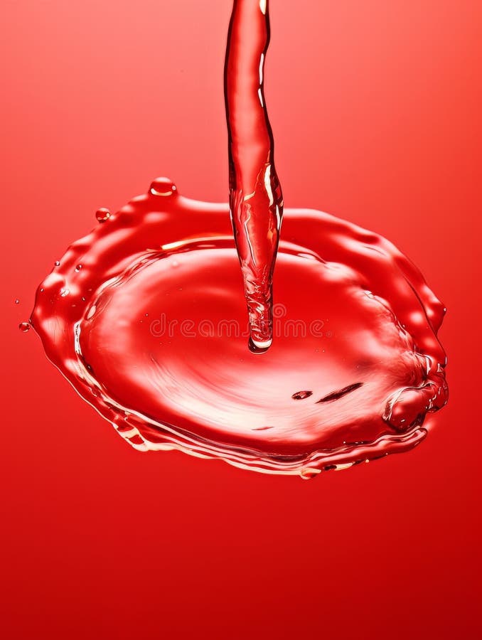 Crystal Clear Water Drip Splash on Red Background AI Stock Illustration ...