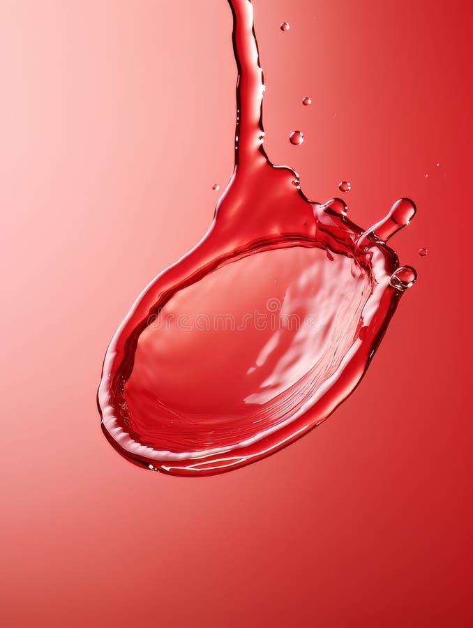 Crystal Clear Water Drip Splash on Red Background AI Stock Illustration ...