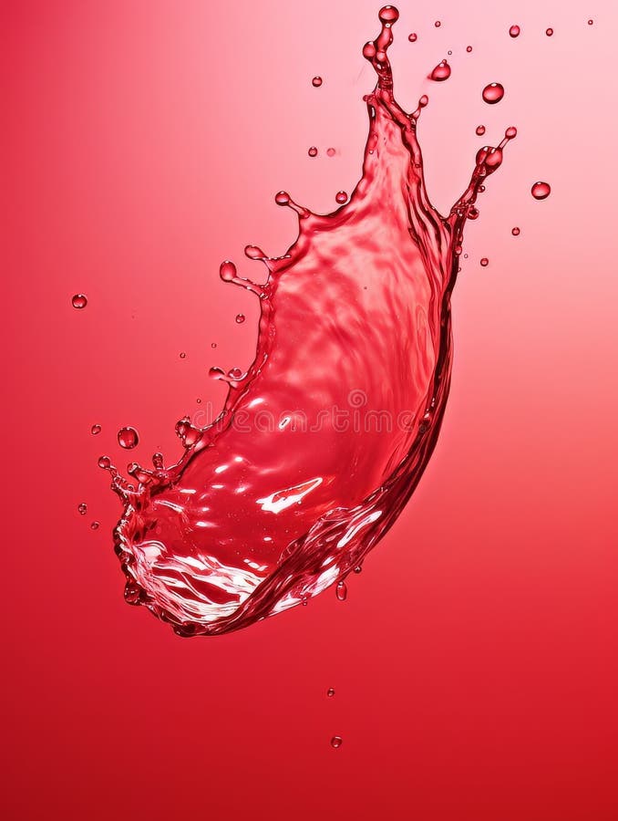 Crystal Clear Water Drip Splash on Red Background AI Stock Illustration ...
