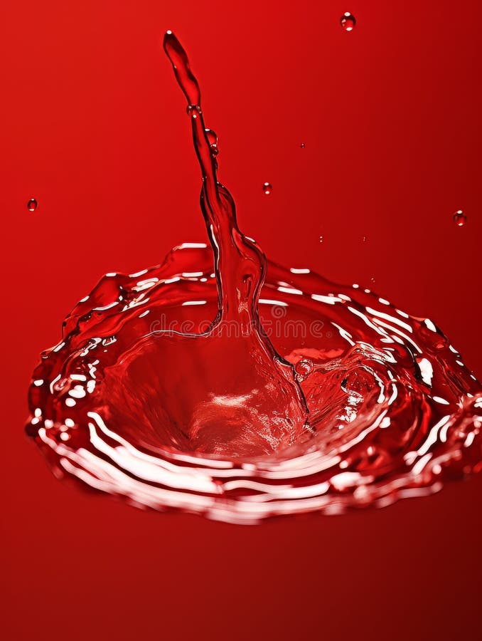 Crystal Clear Water Drip Splash on Red Background AI Stock Illustration ...