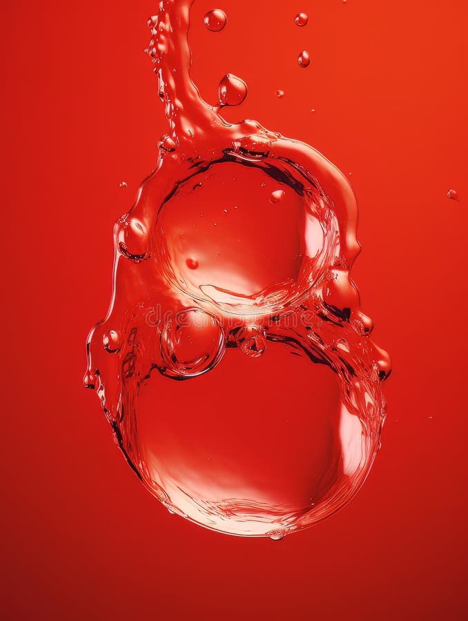 Crystal Clear Water Drip Splash on Red Background AI Stock Illustration ...