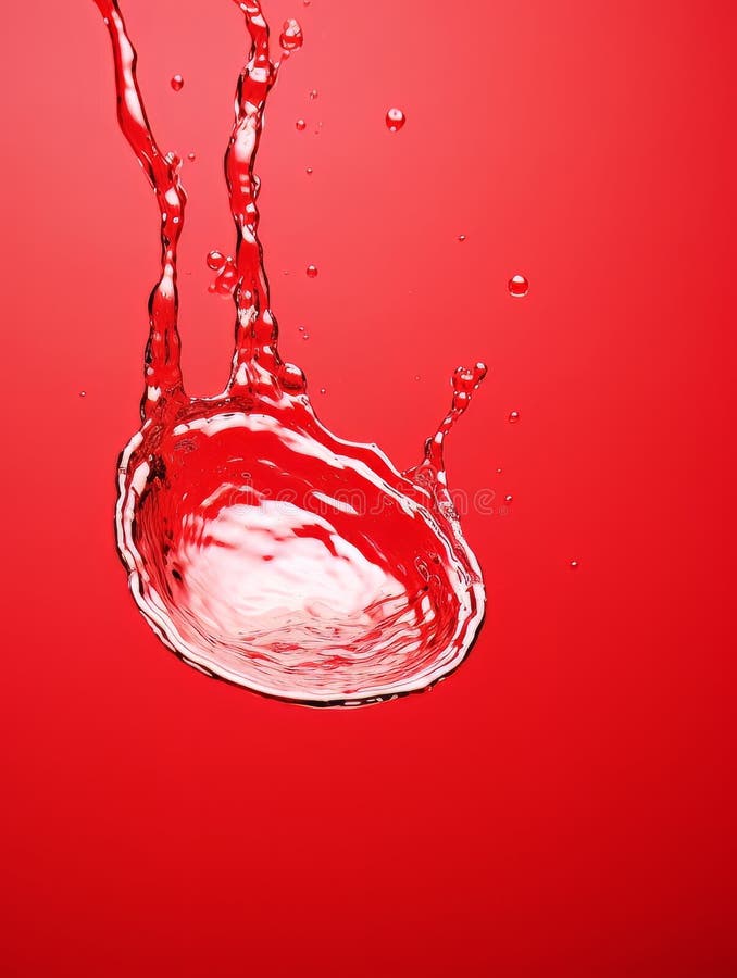 Crystal Clear Water Drip Splash on Red Background AI Stock Illustration ...