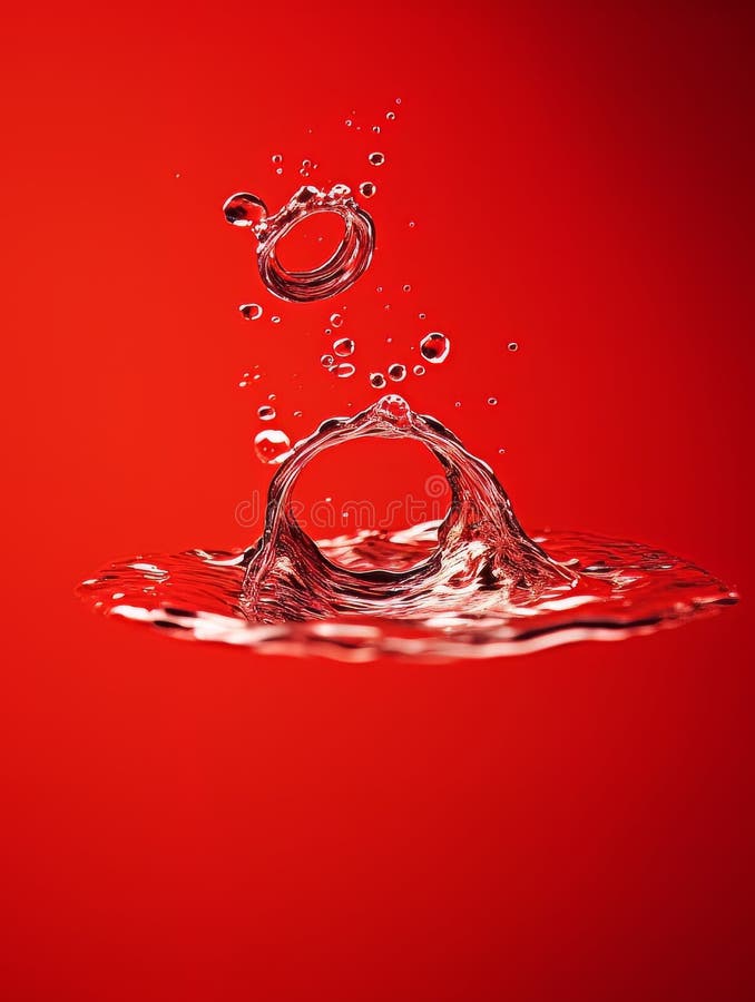 Crystal Clear Water Drip Splash on Red Background AI Stock Illustration ...