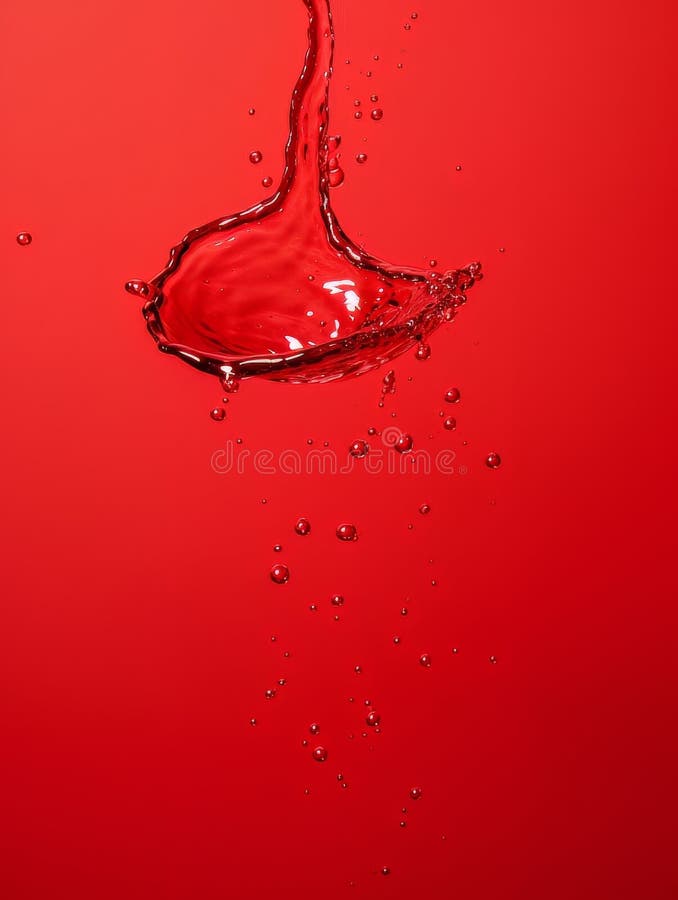 Crystal Clear Water Drip Splash on Red Background AI Stock Illustration ...