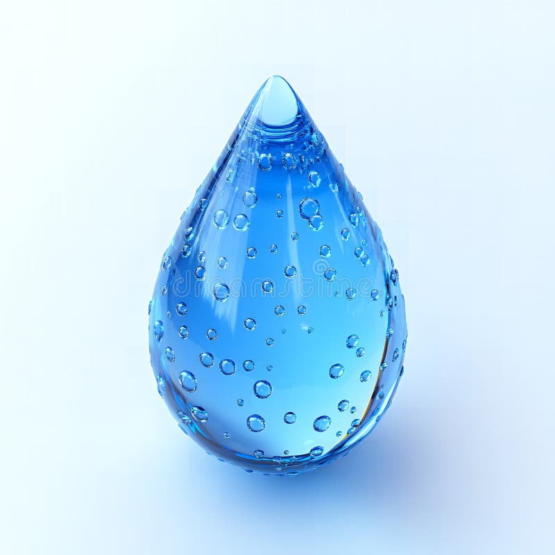 Crystal Clear Water Drop with Air Bubbles Clean Hydration Concept Stock ...