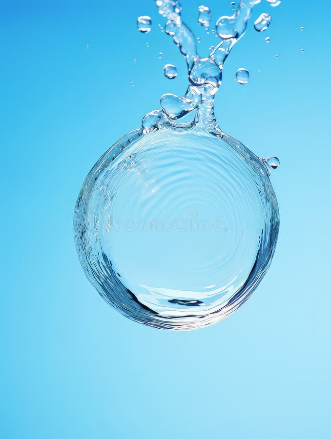 Crystal Clear Water Drop on Blue Background AI Stock Illustration ...