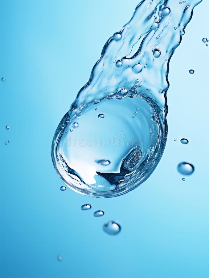 Crystal Clear Water Drop on Blue Background AI Stock Illustration ...