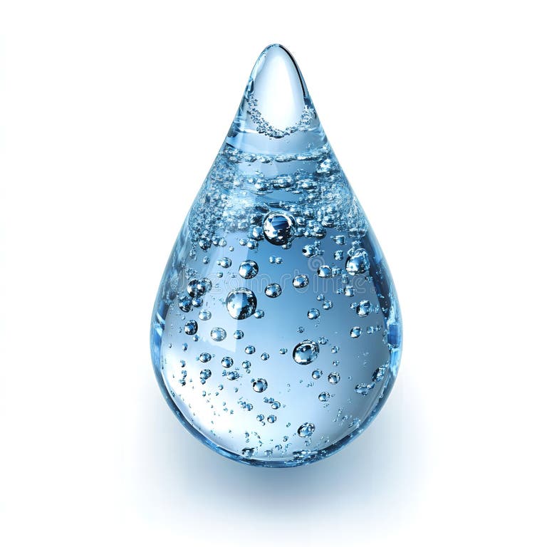 Crystal Clear Water Drop with Bubbles Purity and Hydration Concept ...