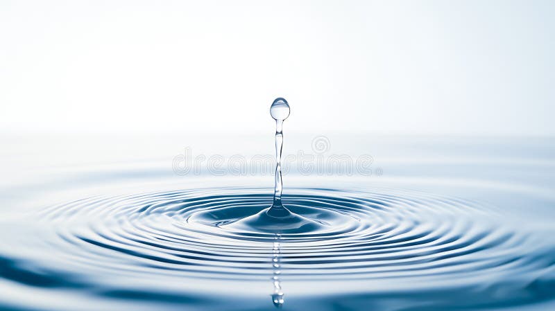 Crystal-clear Water Drop Falling, Causing Circular Ripples, Ai ...