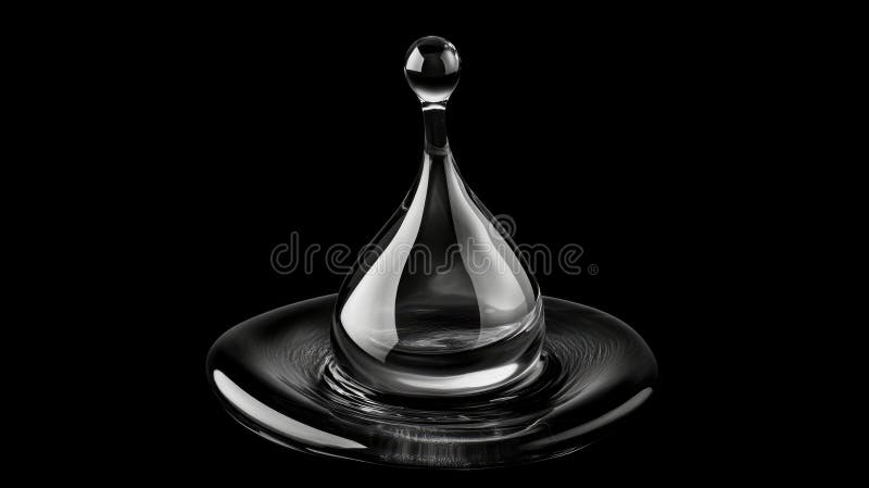 Crystal Clear Water Drop Sculpture on Black Background Capturing ...