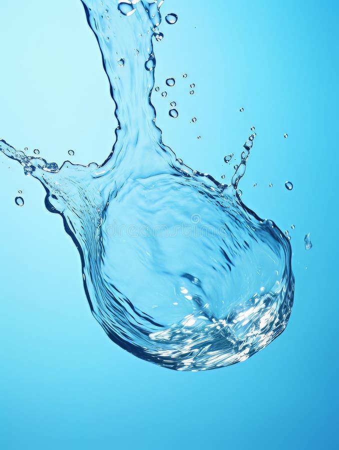 Crystal Clear Water Drop Splash on Blue Background AI Stock ...