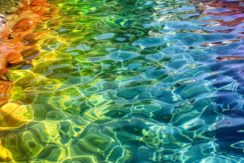 Crystal Clear Water with a Rainbow of Colors Reflecting the Sky ...