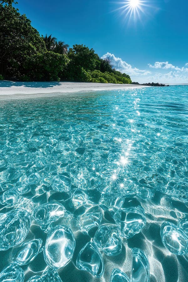 Crystal Clear Water Reflecting Sunlight in the Maldives Stock Image ...
