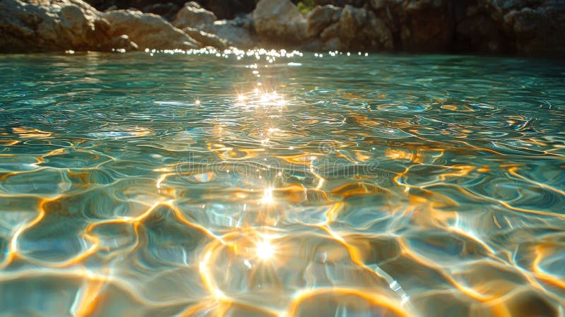 Crystal Clear Water Ripples with Sparkling Reflections Create Serene ...