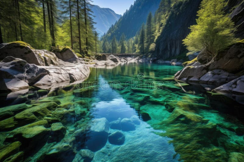 Crystal Clear Water in a Serene Mountain Pool Stock Photo - Image of ...