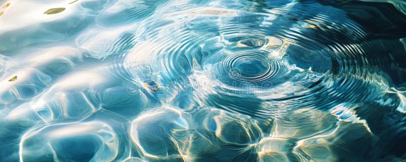 Crystal Clear Water with Soft, Concentric Ripples Expanding Across the ...