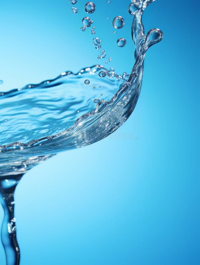 Crystal Clear Water Splash on Blue Background AI Stock Illustration ...