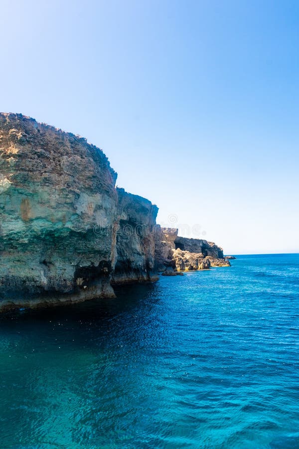 Crystal Clear Water Under the Cliffs of Malta Stock Photo - Image of ...