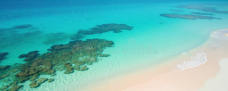 Crystal Clear Water, Vibrant Coral Reefs Visible Beneath Surface, Soft ...