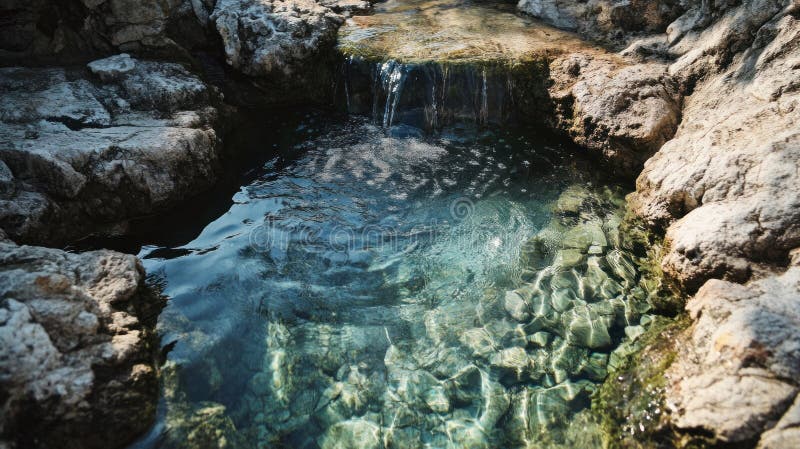 Crystal Clear Waterfall Pool Stock Illustration - Illustration of water, hydrology: 381705814