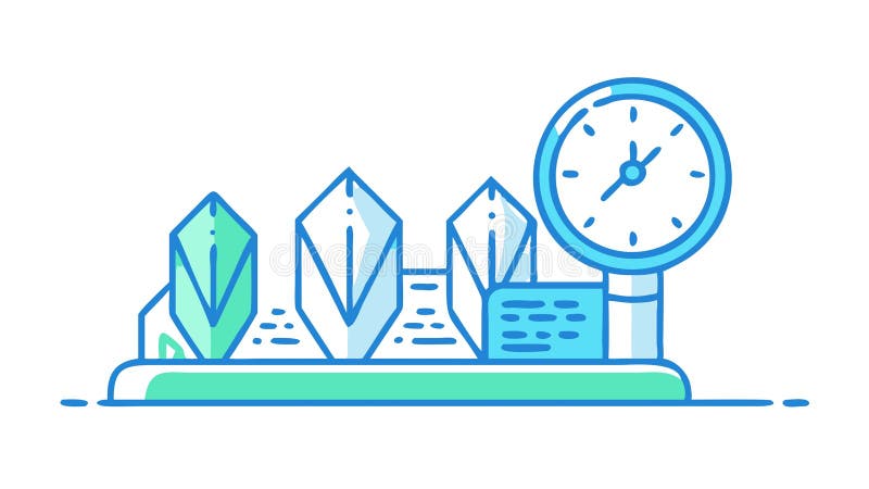 Crystal and Clock, Time Value and Preciousness, Vector Design ...