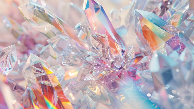 Crystal Cluster in Digital Art Glistens with a Captivating Rainbow ...