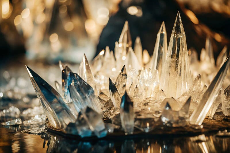 Crystal Cluster, Illuminated, Cave-like Setting, Display Stock ...