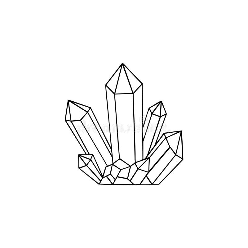 Crystal Cluster Outline Illustration with Geometric Shapes and Sharp ...