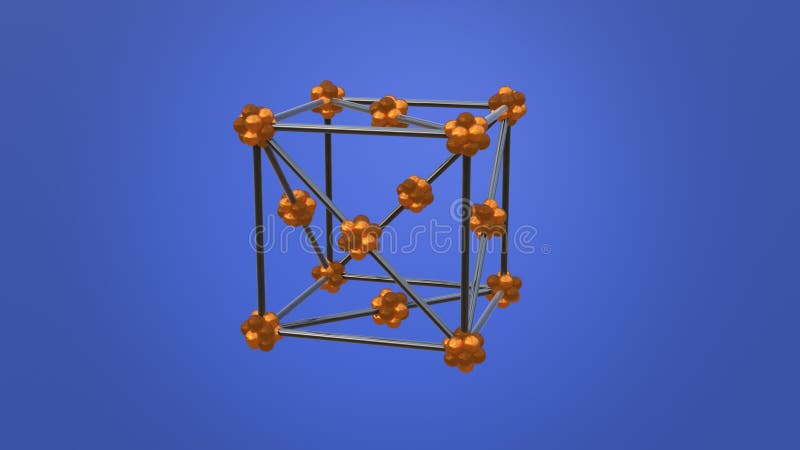 Crystal Copper Lattice Model 3D Illustration. Stock Illustration ...
