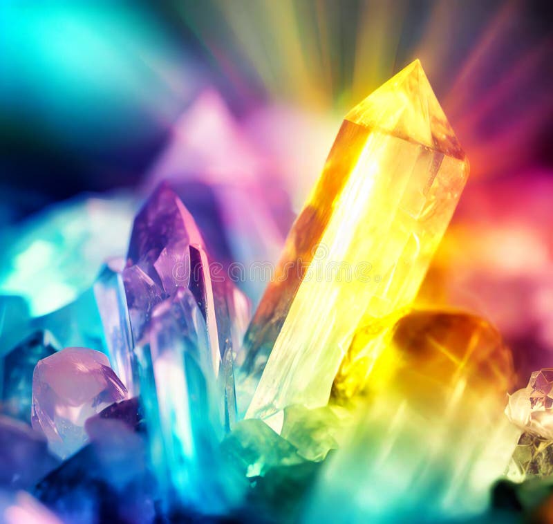 Colourful Cluster of Grown Crystals Stock Illustration - Illustration ...