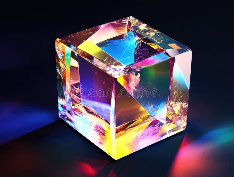 Crystal Cube on Black Surface Stock Image - Image of abstract, shape ...