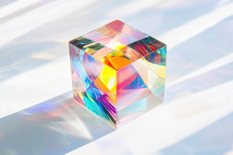 A Crystal Cube Sitting on a White Surface Stock Illustration ...