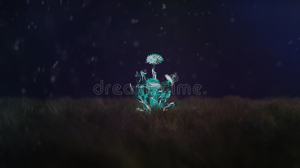 Crystal Dandelion, Snow, Illustration, 3D Rendering Stock Illustration ...