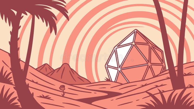 Crystal Desert Temple Vector: Sacred Geometry Desert, Vector Design ...