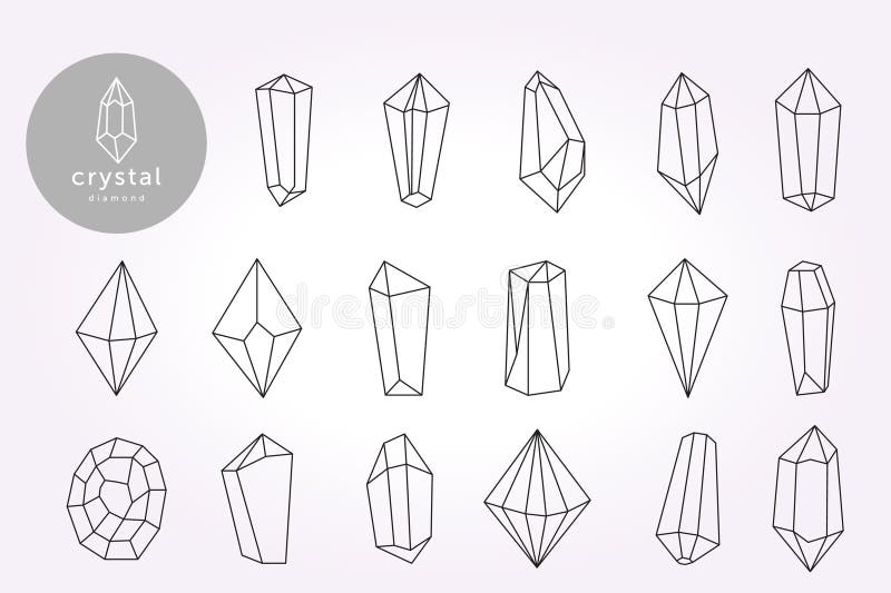 Crystal Diamond Icon Logo Vector Bundle Set Template. Pack of Stone ...