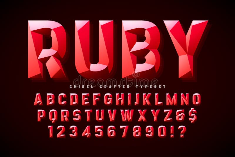 Crystal Display Font with Facets, Alphabet, Letters and Numbers Stock ...