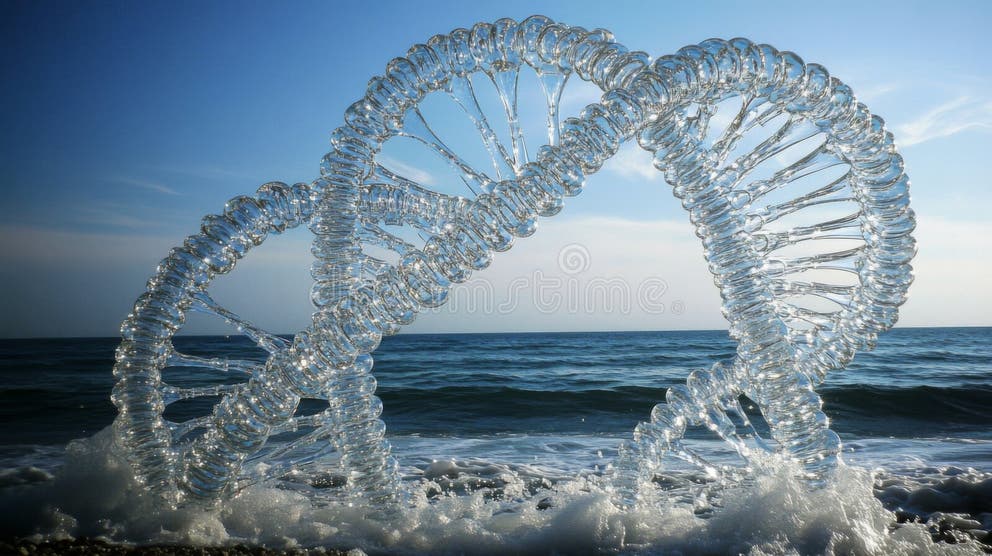 Crystal DNA Structure on Ocean Beach Stock Illustration - Illustration ...