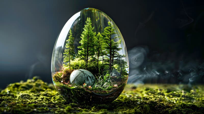 Crystal Egg with Miniature Forest Inside Stock Illustration ...